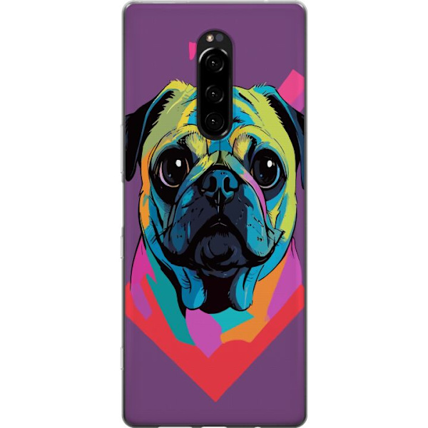 Kompatibelt Mobilskal till Sony Xperia 1 Modern illustration av mops ...