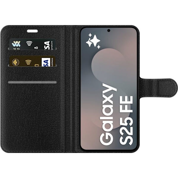 Kompatibelt Plånboksfodral till Samsung Galaxy S25 FE Mörk fluffig ...