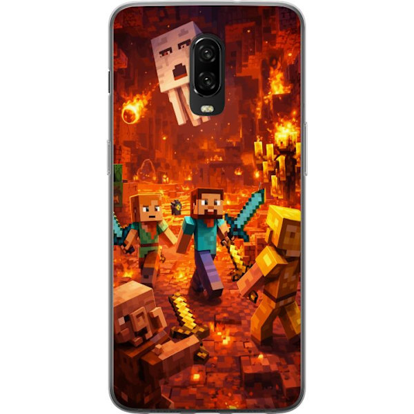 Kompatibelt Mobildeksel til OnePlus 6T Blockspill kampscene i brennende ...