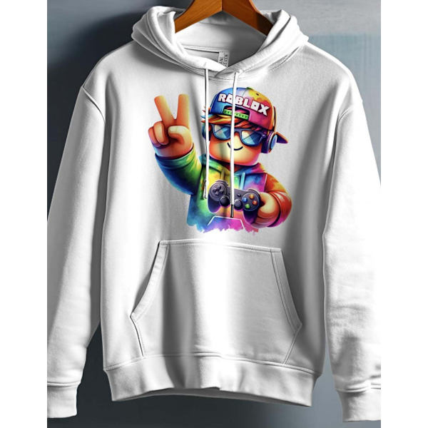 Roblox barn hoodie: "Rob Fun" - vit - storlek 9-11 år | CDON