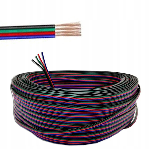 RGB Kabel 4x0,35mm 1m – 4 Ledere | 22AWG | Farvekodet | Til LED Strip ...