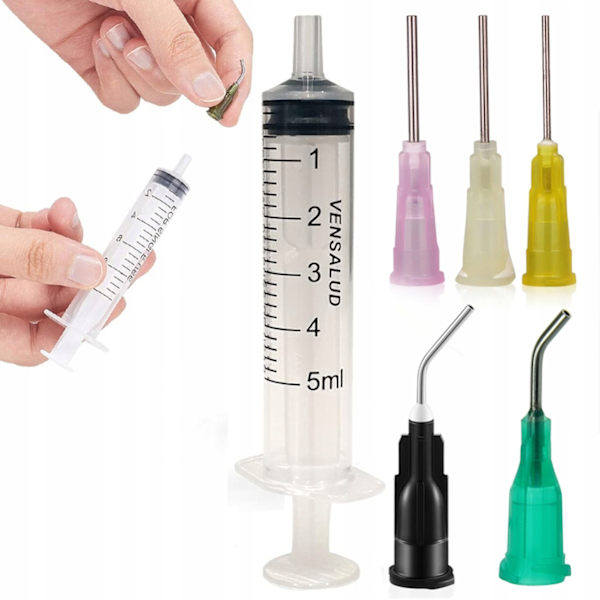 Doseringssprøjte 5ml Luer-lock – Præcis påføring | 5 nåle i sæt | Til ...