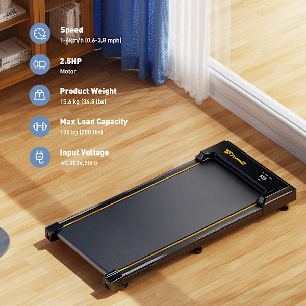 Löpband med gångplattform Formill FT21, 2,5 hk motor, LED-display ...