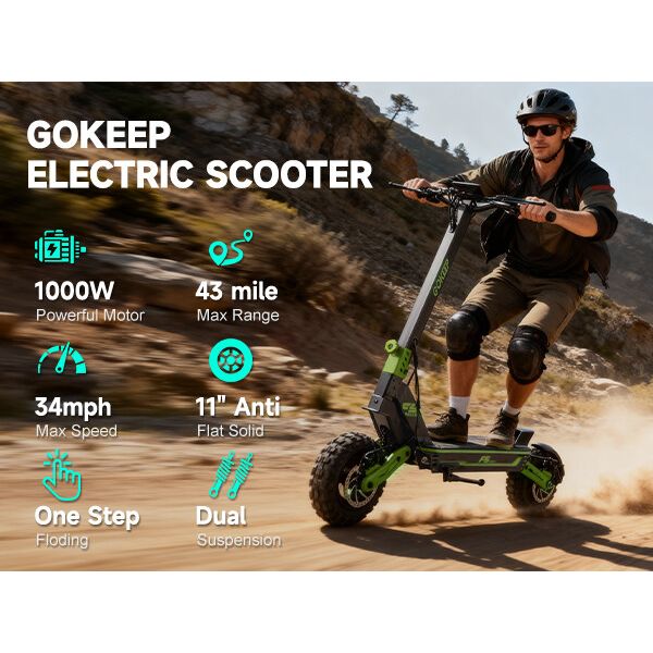 Gokeep F5 1000W Elscooter för vuxna, 52V 20Ah, hopfällbar, 11 ...