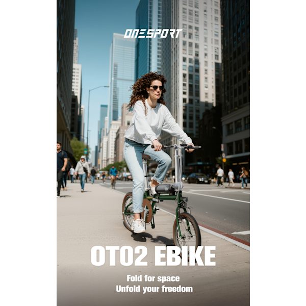 Onesport OT02 Hopfällbar Elcykel: 250W Motor, 36V 5.2AH, 16" Däck, Lätt ...