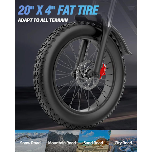 Ridstar Q20 mini 20" Kompakt Elcykel: 1000W Motor, 48V 15Ah Batteri ...