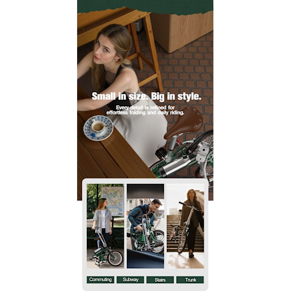 Onesport OT02 Hopfällbar Elcykel: 250W Motor, 36V 5.2AH, 16" Däck, Lätt ...