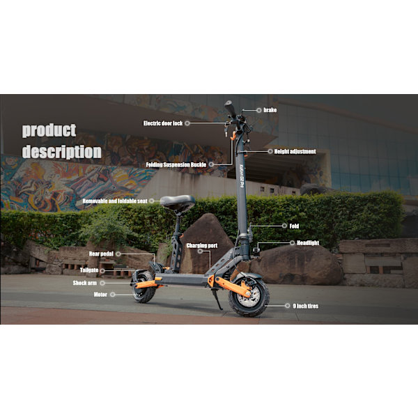 KuKirin G2 Pro el-scooter til voksne, 600W, 58 km rækkevidde, offroad ...