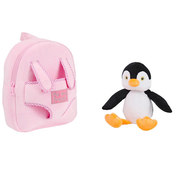 Peggie Penguin reversible backpack with plush toy 27cm | CDON