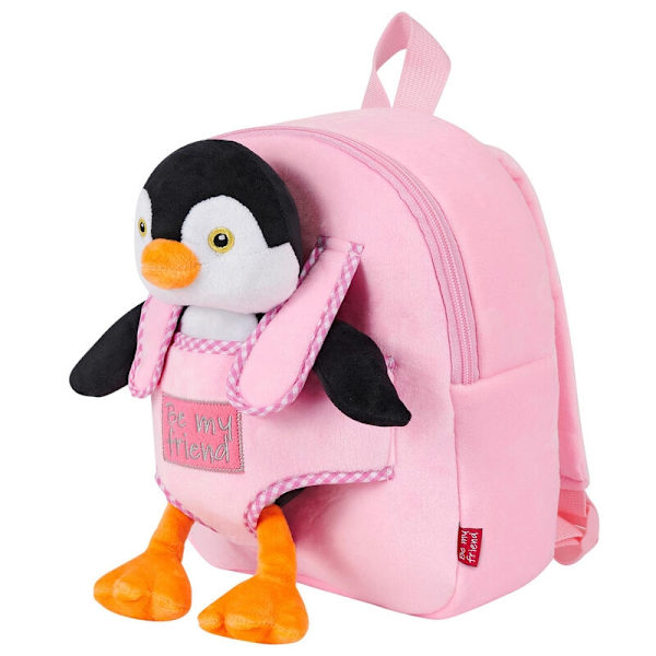 Peggie Penguin reversible backpack with plush toy 27cm | CDON