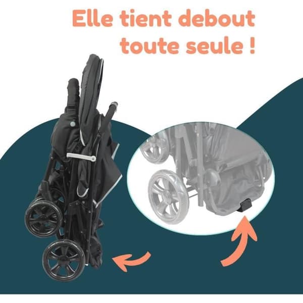 BAMBISOL Twin Double Stroller - Double Stroller + i-Size Car Seat Combo ...