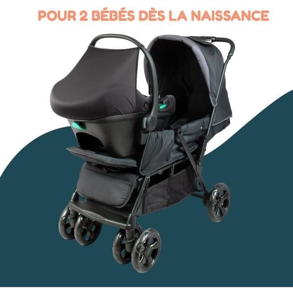 BAMBISOL Twin Double Stroller - Double Stroller + i-Size Car Seat Combo ...