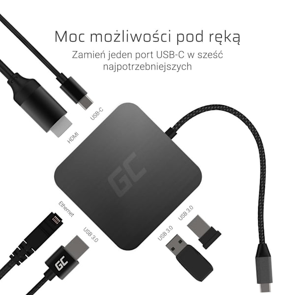 Green Cell HUB2 Docking Station - USB-C - HDMI - 1GbE - 87W - Model ...