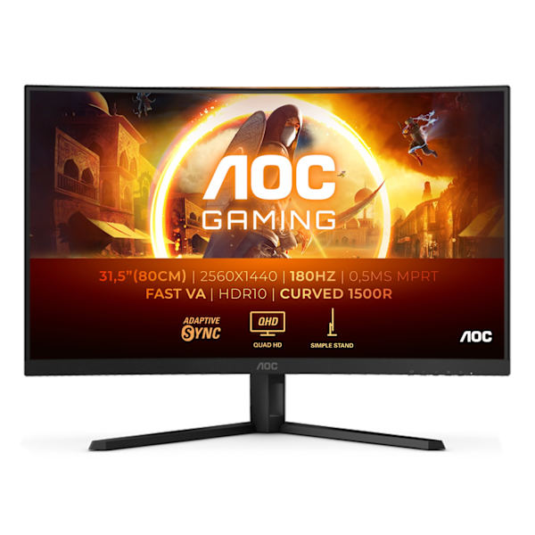 Curved Gaming Monitor - AOC - 32" - QHD - 180Hz - Fast VA Panel - 0.5ms ...