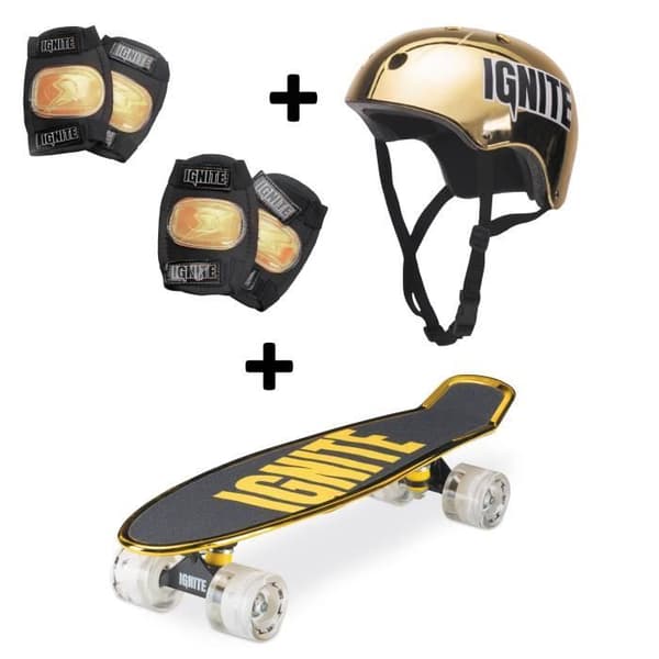 Light-Up Skateboard Set with Adjustable Helmet and Protective Gear | CDON