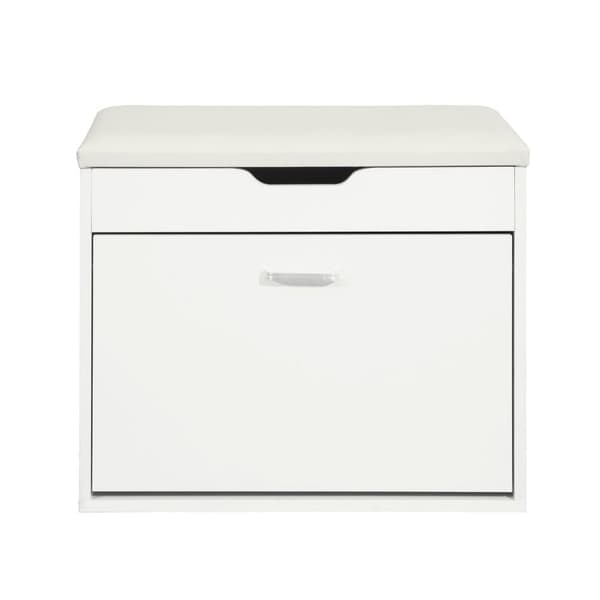 SoBuy Skobänk 60x30x50cm - Med dyna och skoförvaring Vit FSR95-W | CDON