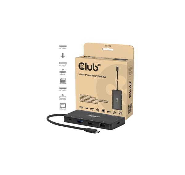 I/O-hub 9-i-1 USB-C/100W CSV-2552 CLUB3D | CDON