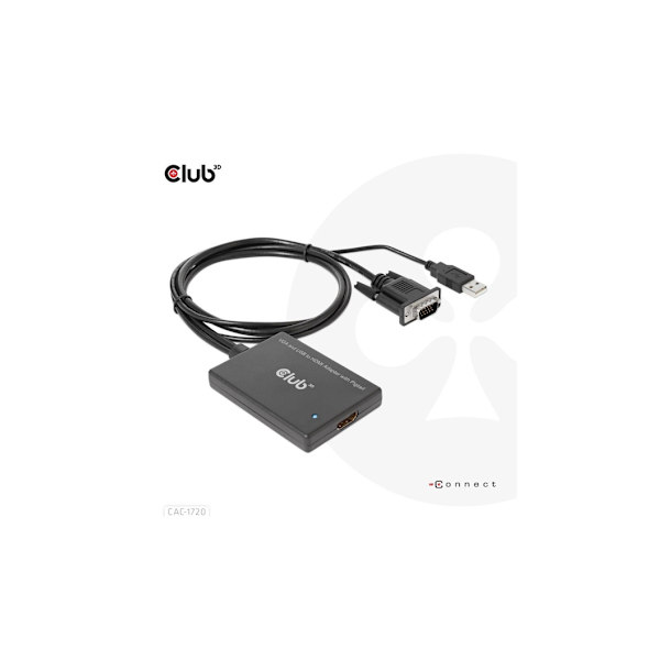 CLUB3D I/O-SOVITIN VGA - HDMI + USB / 0,6M M/NAARINEN CAC-1720 | CDON