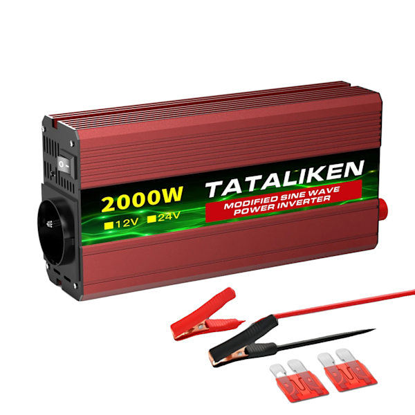 Inverter, Digital Skærm, Temperaturkontrol Ventilator,12V 2000W ...